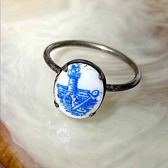 Vintage | Jewelry | 96s Ceramic Lighthouse Anchor Ring | Poshmark